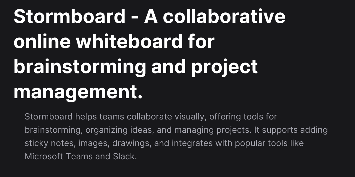 Stormboard - A collaborative online whiteboard for brainstorming and project management ...